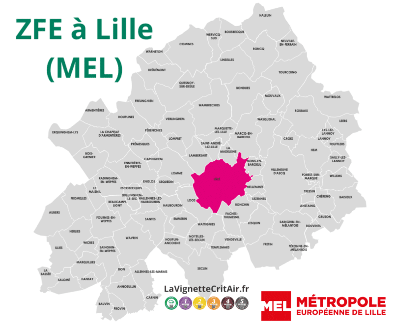 Zone ZFE Lille : calendrier, carte, dérogations, Pass, surprime Crit'Air