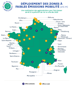 Carte 2023 des zones ZFE en France : liste des villes
