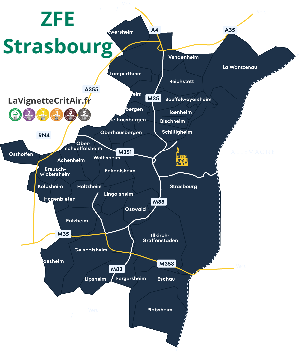 Zone ZFE Strasbourg 2024 : carte, dérogations, Pass, surprime Crit'Air